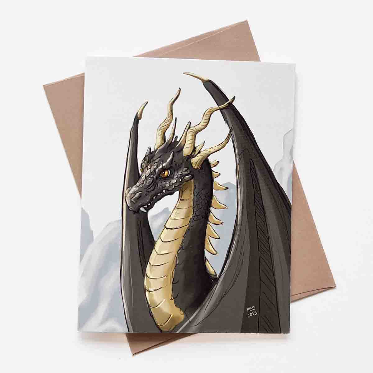 Sirius the Black Dragon Greeting Card – True North Creations