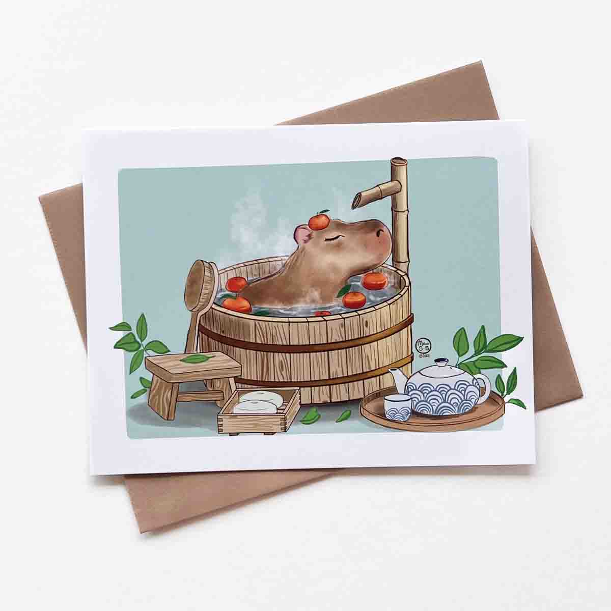 Capybara Spa Day Greeting Card – True North Creations