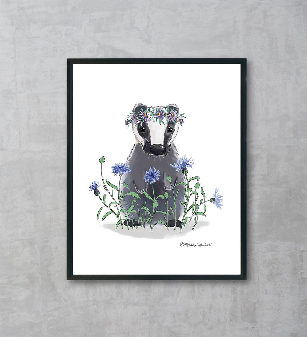 Badger With Flowers Fine Art Print – True North Creations