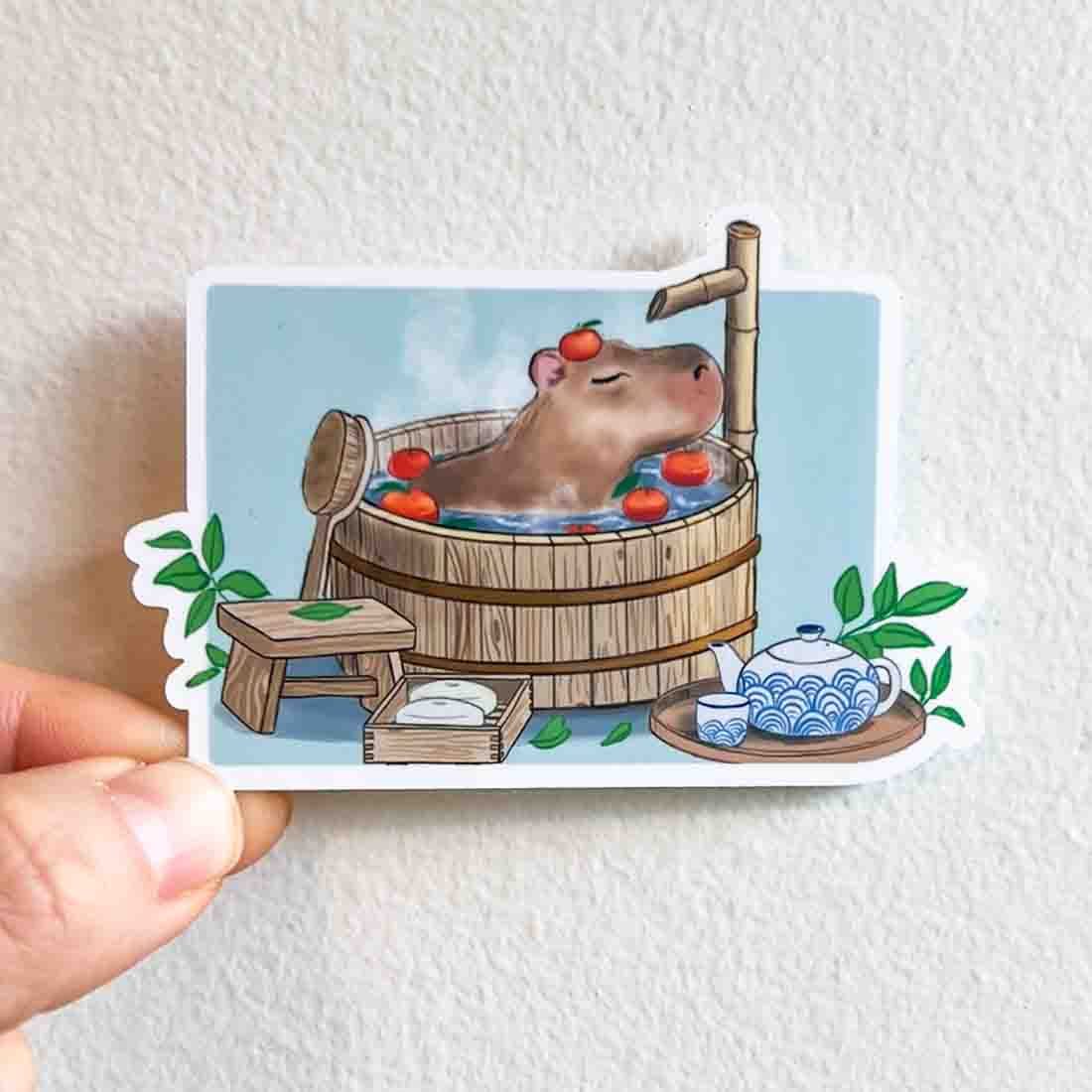 Capybara Spa Day Sticker, 3" – True North Creations