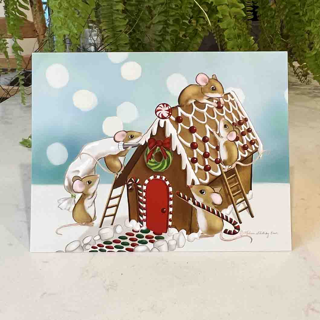 Mice Gingerbread House Construction Crew Christmas Card – True North ...