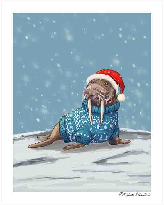 Walrus Christmas Fine Art Print, Wholesale – True North Creations