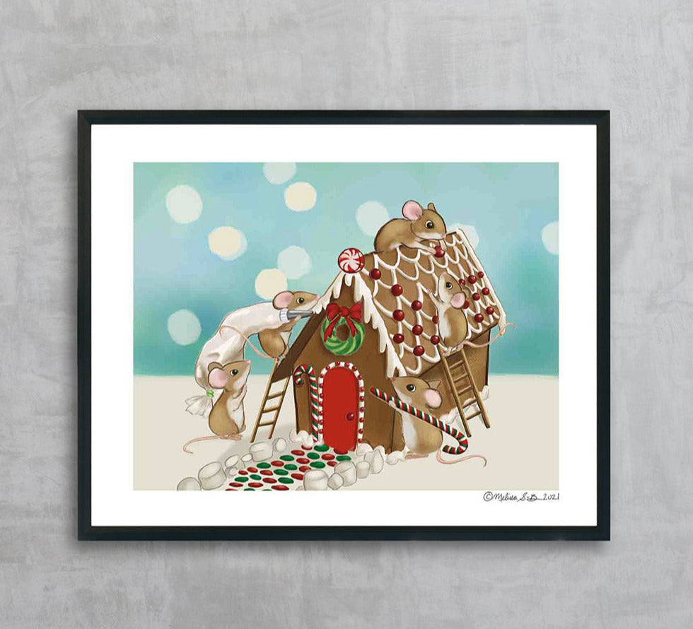 Mice Gingerbread House Construction Crew Fine Art Print – True North ...