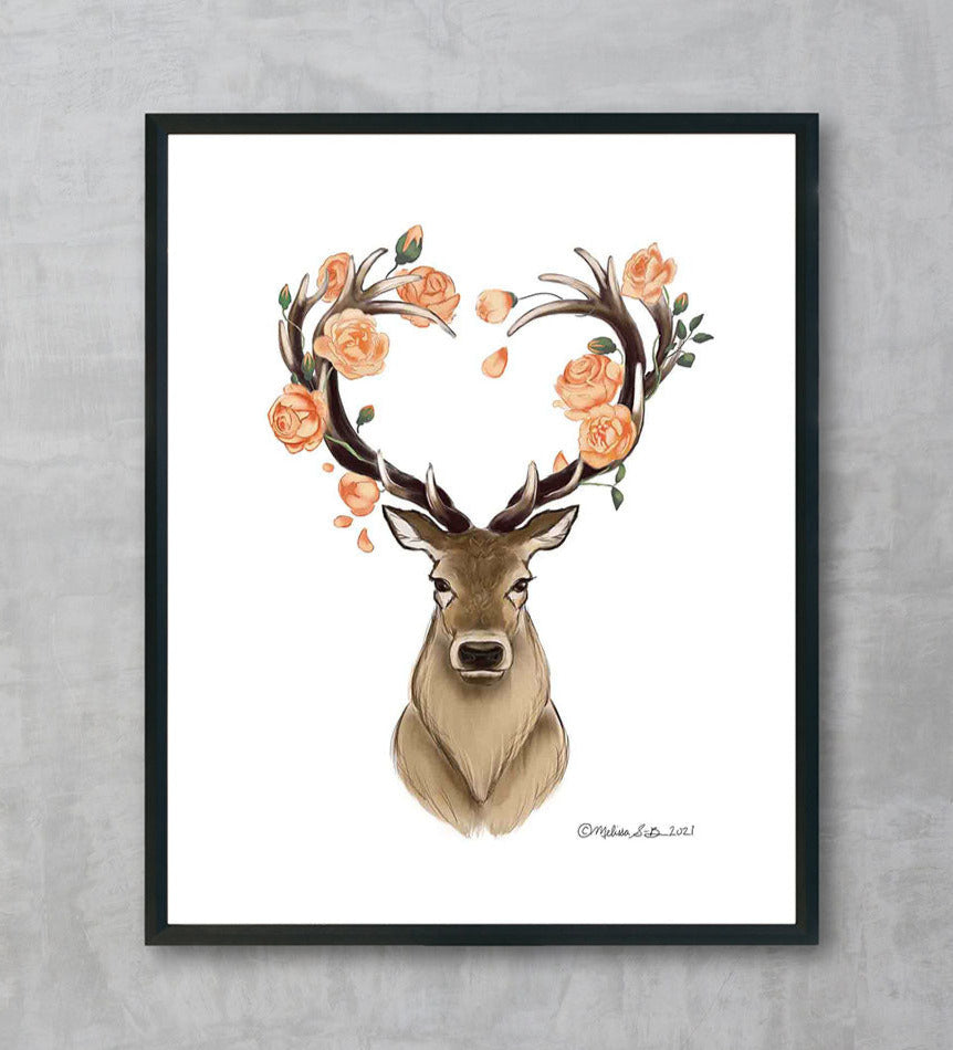 Stag with Flower Crown Fine Art Print – True North Creations